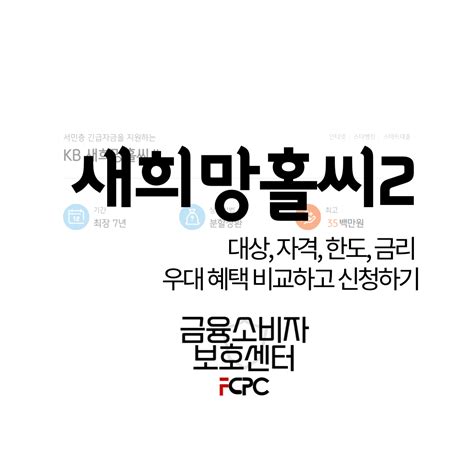 새희망홀씨대출 조건 한도 금리 신청 방법 우대 혜택 및 은행별 비교 신청 총정리 대출소비자보호센터