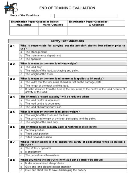 Flt Theory Test Questions Whc Trn 005 Pdf Forklift Truck