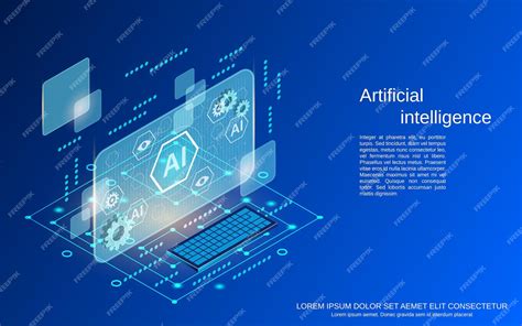 인공 지능 평면 3d 아이소메트릭 벡터 개념 그림 프리미엄 벡터