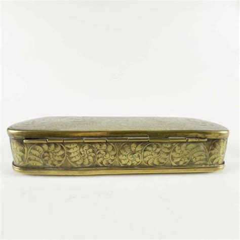 18th Century Dutch Tobacco Box Engraved Brass Snuff Box Brass With