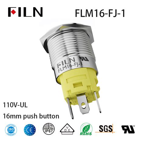 Great Button Switch Filn 16mm 5pin 12v Push Button Switch With Led Latch