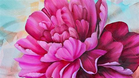 Как нарисовать интерьерную картину акрилом и маслом Блум Пионы Картины