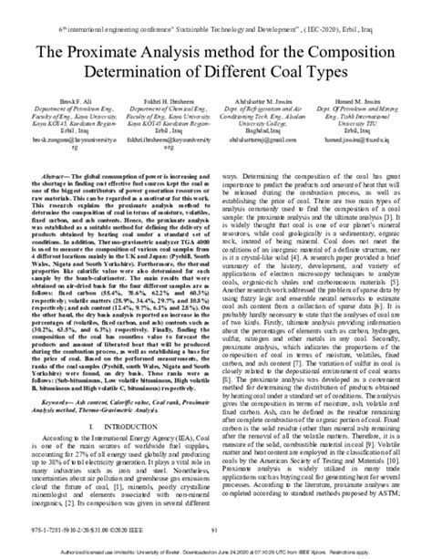 Pdf The Proximate Analysis Method For The Composition Determination