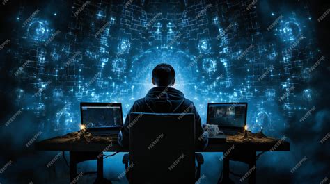 Premium Ai Image Cybersecurity Expert Surrounded By Cryptographic Codes In A Hightech Digital