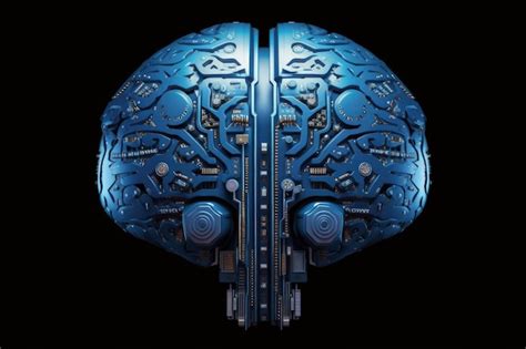 Premium Ai Image Robotic Brain Connected To Circuits Artificial Intelligence Concept Blue Neon