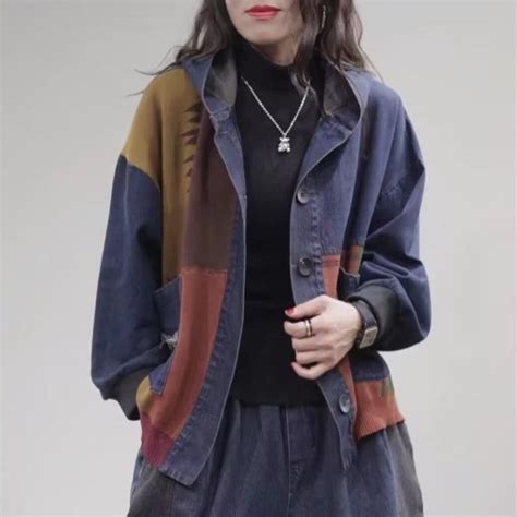 Johnature Женские винтажные лоскутные цветные джинсовые куртки с ...