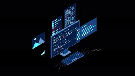 Isometric Desktop Computer Coding Programming Technology Programming Concept Technology