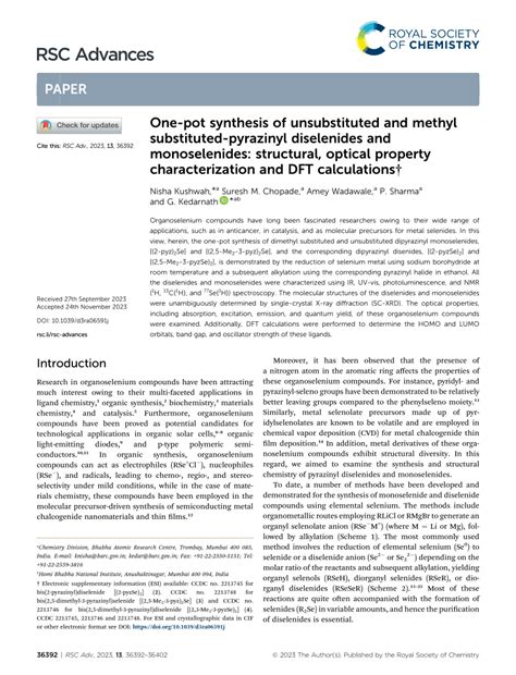 Pdf One Pot Synthesis Of Unsubstituted And Methyl Substituted