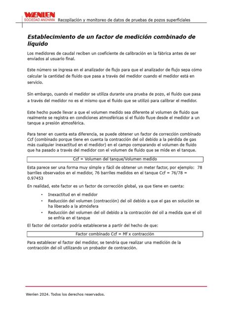 Procedimiento Meter Factor Combinado Pdf Gases Presión