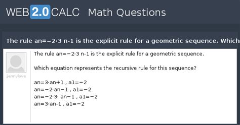 View Question The Rule An−2⋅3 N 1 Is The Explicit Rule For A