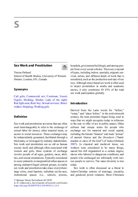 Pdf Sex Work And Prostitution