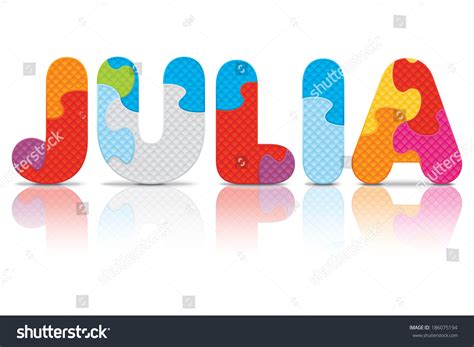 알파벳 퍼즐로 작성된 JULIA - 벡터 스톡 벡터(로열티 프리) 186075194