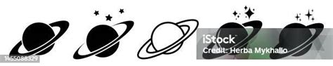 행성 벡터 아이콘의 집합입니다 별이 있는 행성 토성 검은 실루엣 반지에 대한 스톡 벡터 아트 및 기타 이미지 반지 행성 실루엣 Istock