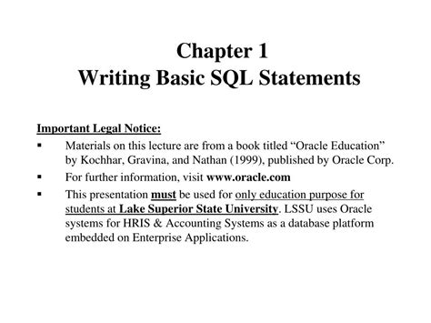 Ppt Chapter 1 Writing Basic Sql Statements Powerpoint Presentation Free Download Id 1603742
