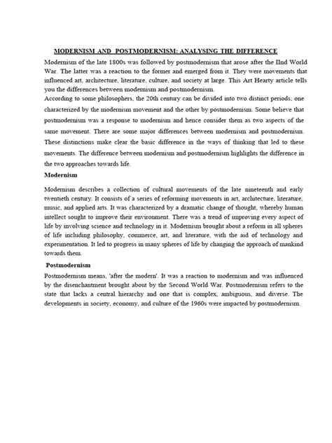 Modernism And Post Modernism In Geography Download Free Pdf
