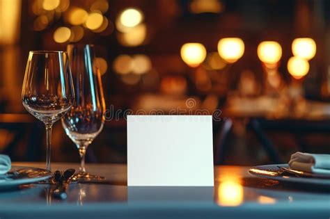 Blank Menu At A Posh Restaurant With Elegant Table Settings Stock Image Image Of Table Serif