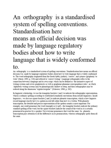 An Orthography Is A Standardised System Of Spelling Conventions Pdf