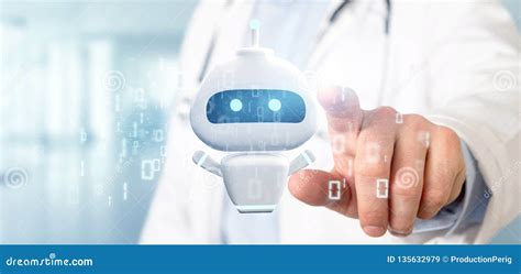 Doctor Holding Chatbot With Binary Code 3d Rendering Stock Image Image Of Concept Service