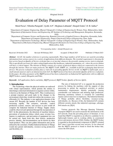 pdf evaluation of delay parameter of mqtt protocol
