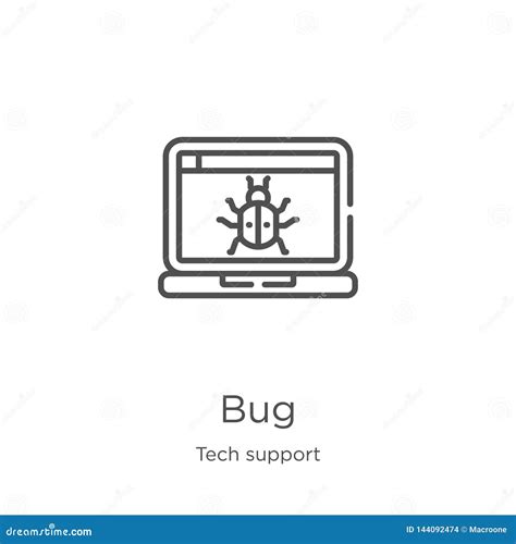 Bug Icon Vector From Tech Support Collection Thin Line Bug Outline