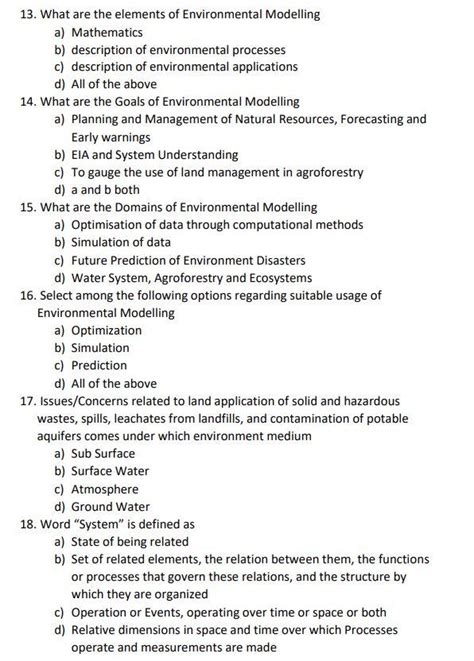 Solved 13 What Are The Elements Of Environmental Modelling