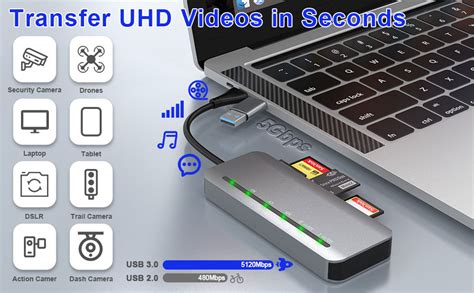 7 In 2 SD Card Reader Plug No Play USB C USB 3 0 Dual Connector Adapter SD TF Micro SD CF XD