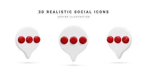 흰색 배경 벡터 일러스트 레이 션에 고립 된 3d 현실적인 채팅 아이콘 세트 프리미엄 벡터