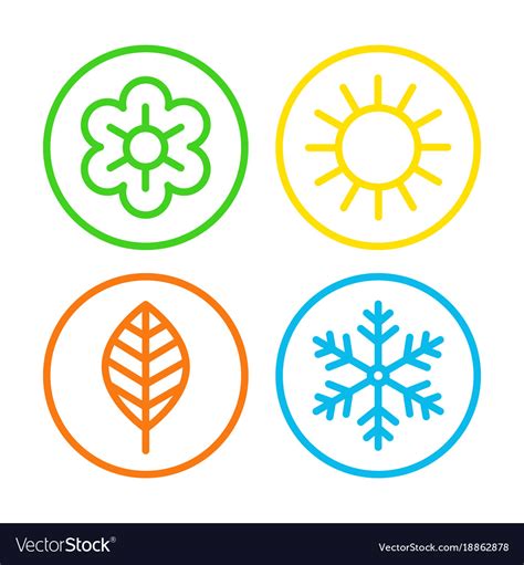 Four Seasons Icon Set Royalty Free Vector Image
