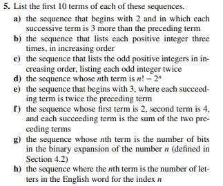 Answered D The Sequence Whose Nth Term Is N E The Sequence That Begins With Where