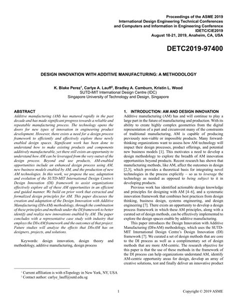 Pdf Design Innovation With Additive Manufacturing A Methodology