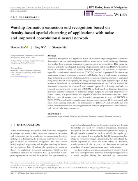 pdf warship formation extraction and recognition based on density