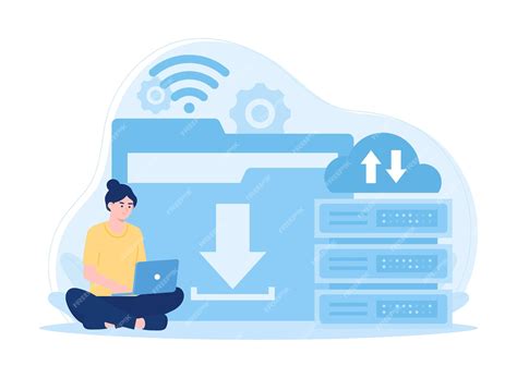 Premium Vector Large Data Transfer And Storage Concept Flat Illustration