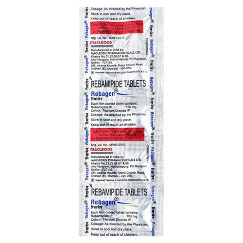 Rebagen Rebamipide 100mg Tablets Non Prescription Treatment Gastric Care At Rs 110 Stripe In