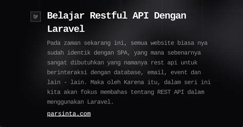 Belajar Restful Api Dengan Laravel