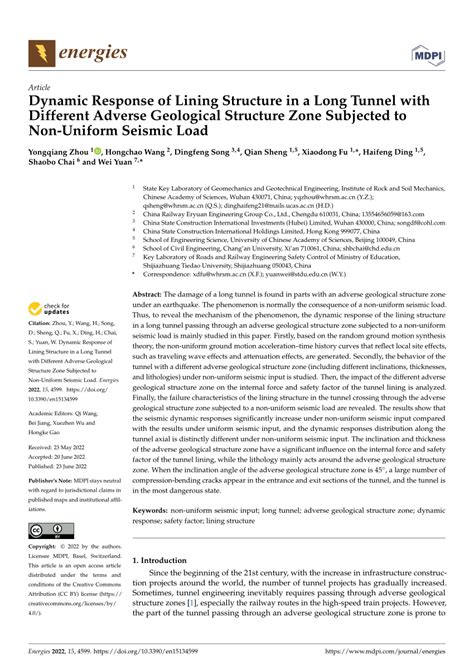 pdf dynamic response of lining structure in a long tunnel with