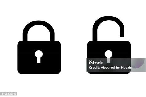 웹 또는 모바일 디자인을 위한 간단한 검은색 자물쇠 그림 벡터입니다 자물쇠 및 잠금 해제 된 자물쇠 흰색으로 격리되어 있습니다 경호에 대한 스톡 벡터 아트 및 기타 이미지