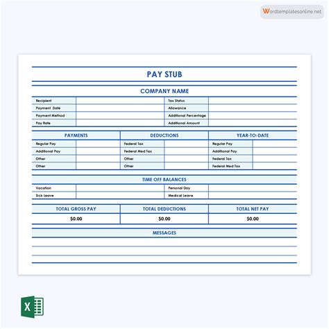 Free Pay Stub Paycheck Stub Templates For Excel