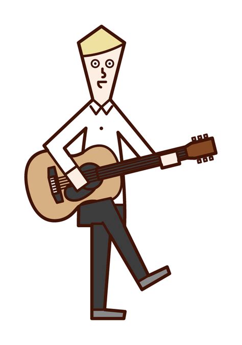 어쿠스틱 기타를 연주하는 사람 남성의 그림 무료 일러스트 소재집 Kukukeke