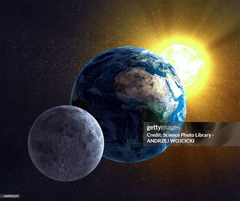 Earth Moon And Sun Artwork High Res Vector Graphic Getty Images