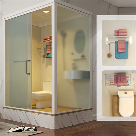 Frosted Tempered Glass Shower Kit With Ceiling And Back Wall Panel