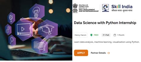 Free 1month Govt Internship Data Science With Python By Ministry Of Skill Development