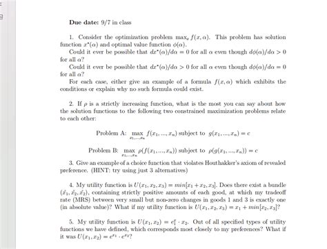 Solved Due Date In Class Consider The Optimization Chegg