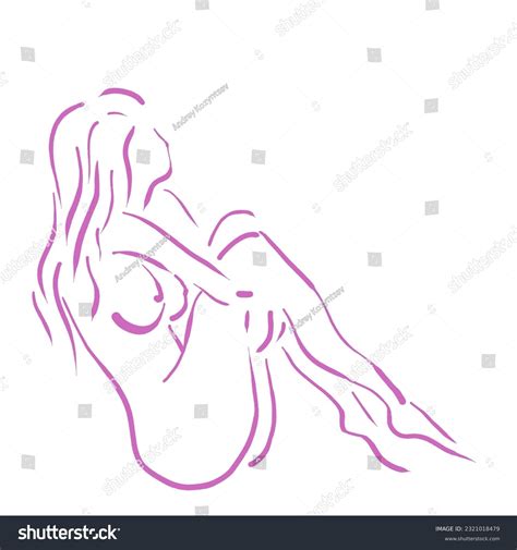 앉은 자리에 있는 날씬한 벌거벗은 소녀 스톡 일러스트 2321018479 Shutterstock