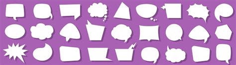 말풍선 상자 채팅 프레임 세트 만화 연설 거품 아이콘 만화 대화 구름 모양 연설 거품 세트 프리미엄 벡터