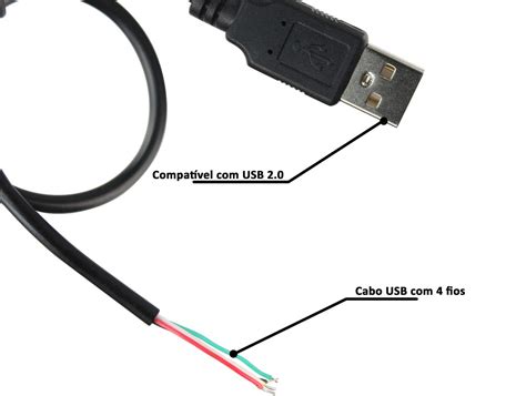 Cabo USB Macho Com Fios DIY Usinainfo