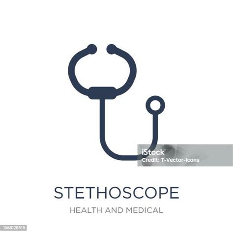 청진 기 아이콘입니다 건강 및 의료 컬렉션에서 흰색 배경에 유행 평면 벡터 청진 기 아이콘 간호사에 대한 스톡 벡터 아트 및 기타 이미지 Istock