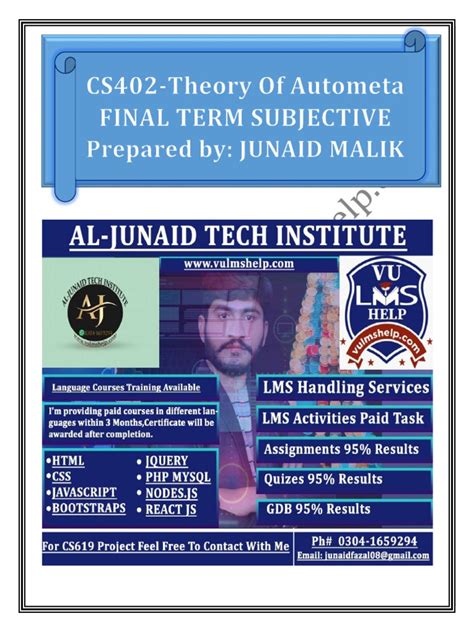 Cs402 Final Term Solved Subjective By Junaid Pdf Formal Methods Computer Science