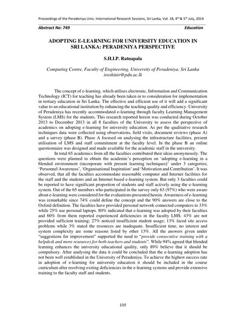 PDF ADOPTING E LEARNING FOR UNIVERSITY EDUCATION IN SRI LANKA