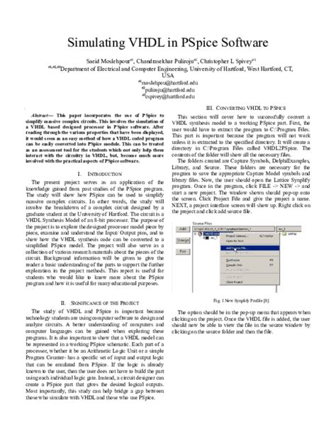 Doc Simulating Vhdl In Pspice Software