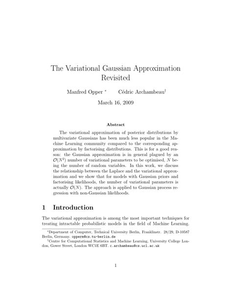 Pdf The Variational Gaussian Approximation Revisited